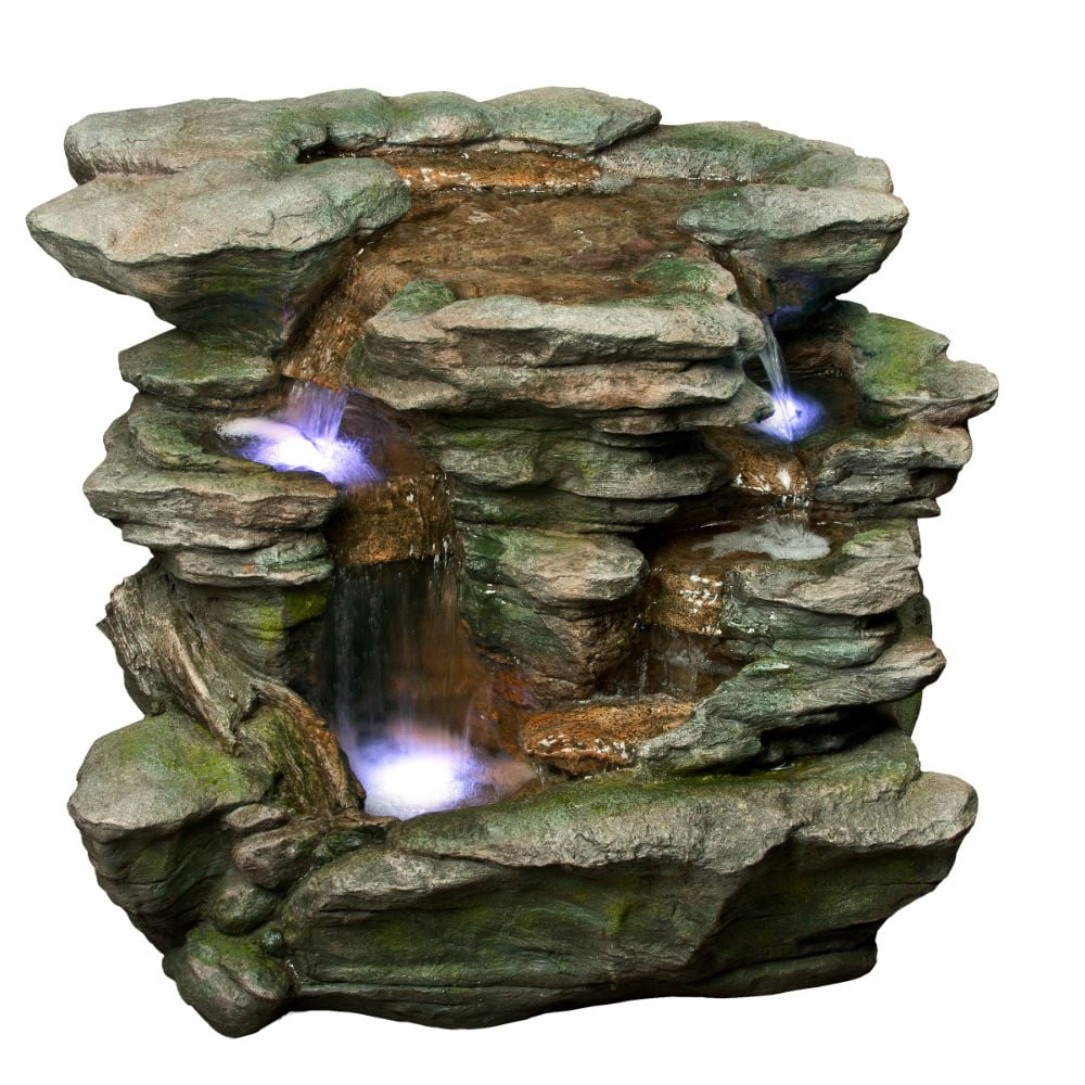 Rock Waterfall Fountain with White Led Light - Walmart.com