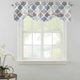 Blue Grey Tie Up Valances Curtain, Morocco Geometric Plaid Adjustable ...