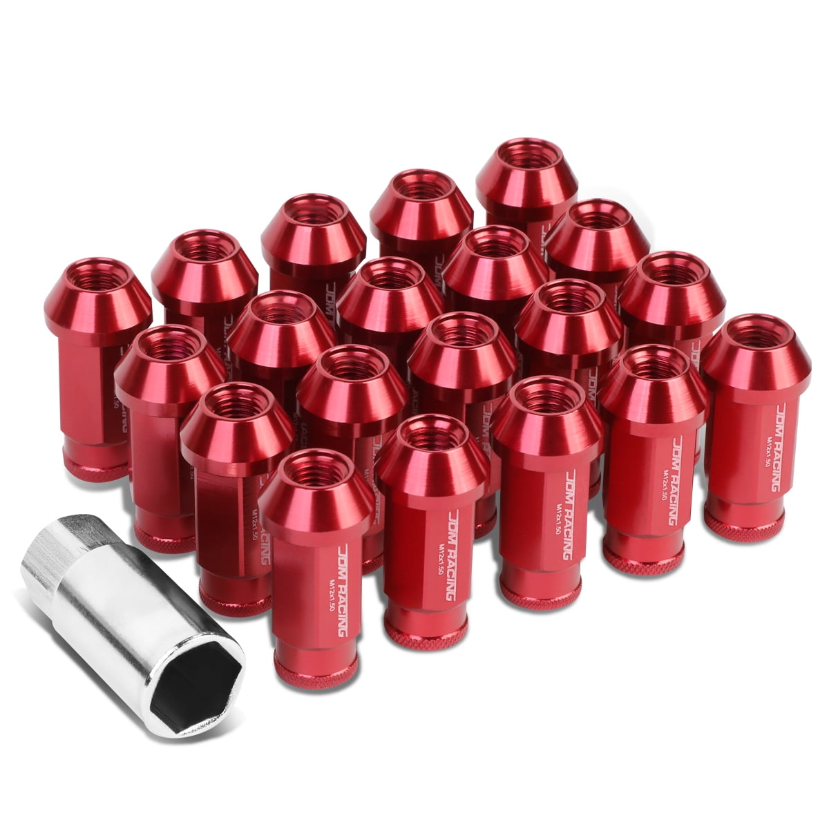 DNA Motoring LG-T777-15-RD 20-Piece M12 x 1.5 Extended Aluminum Alloy ...