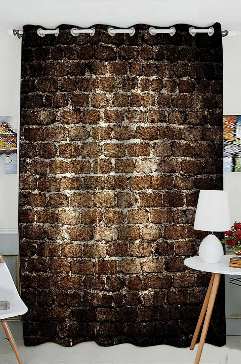 ABPHQTO Grunge Brick Wall Window Curtain Kitchen Curtain Window Drapes ...