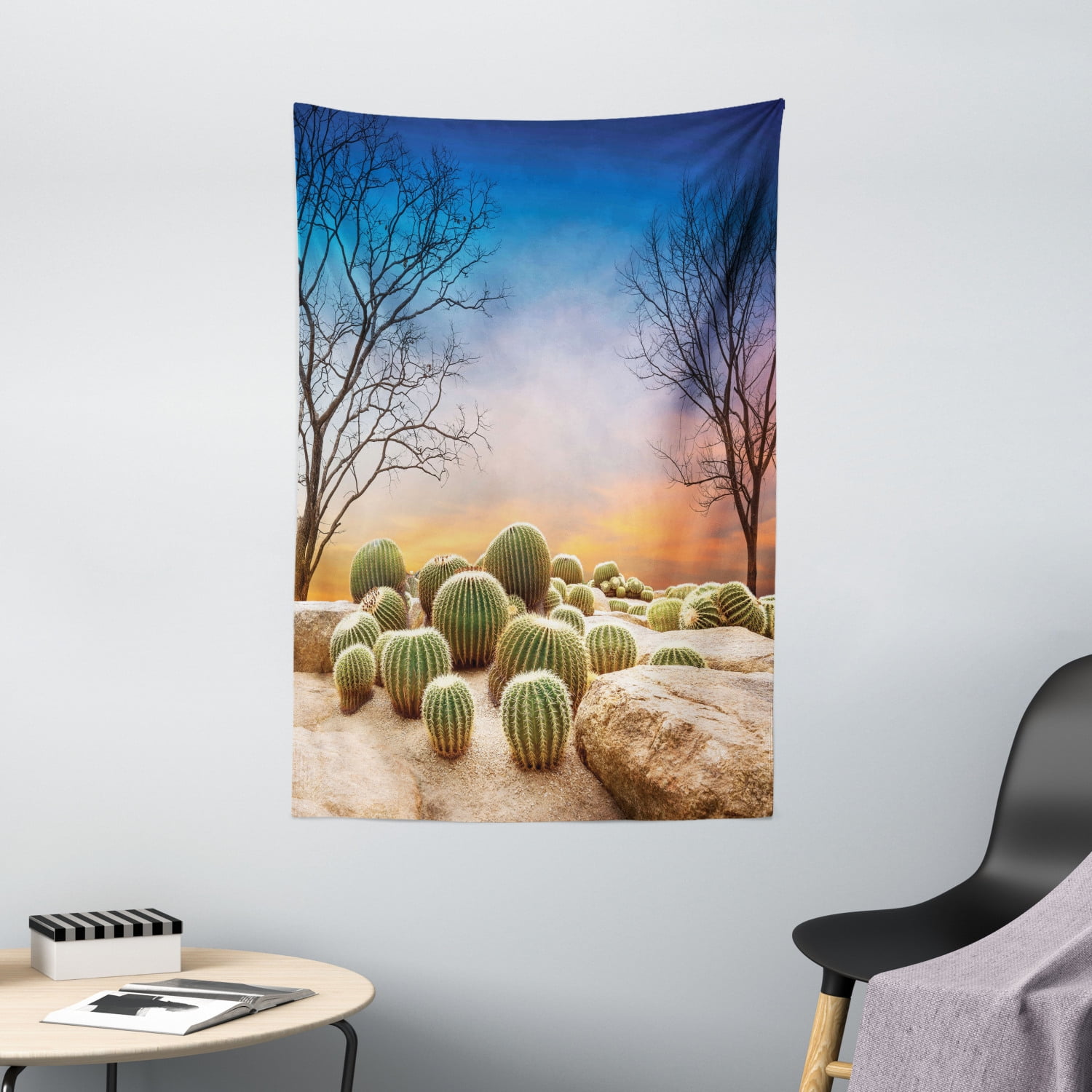 Cactus Tapestry, Cactus Balls with Spikes on a Montain Desert Sand Hot ...