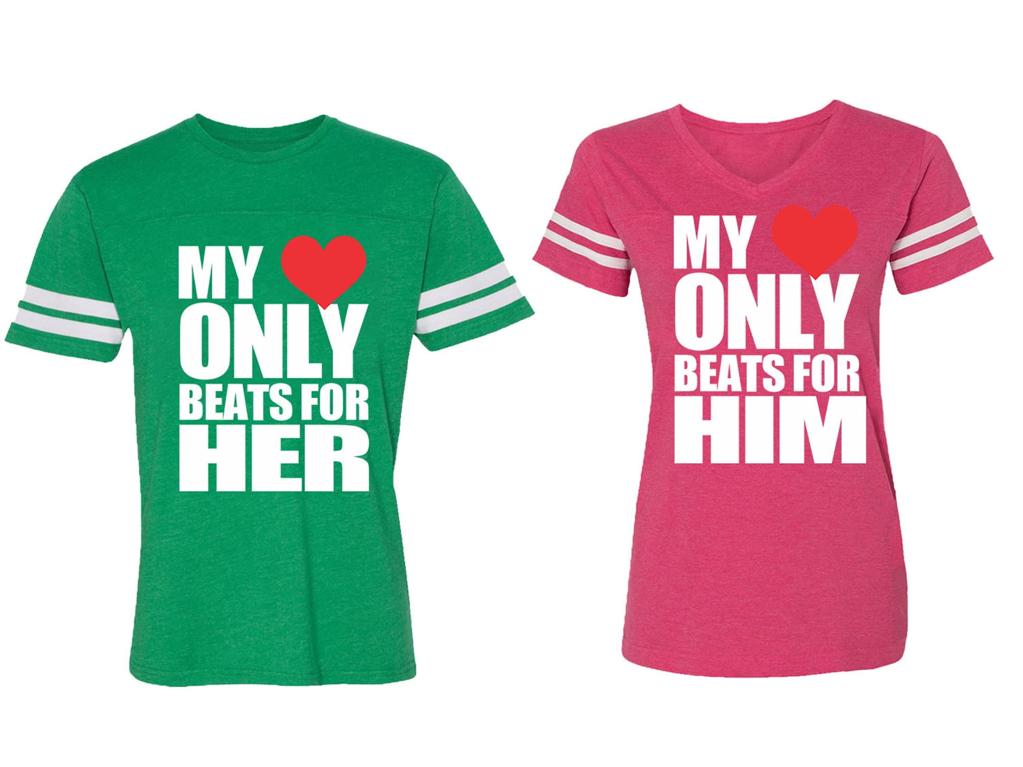 Matching Couple Cotton Jerseys (Men Green / Women Pink) (Men XXXL ...