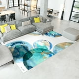 Blue Green Marbles I Washable Geometric Art Area Rug size 8'x10', Power ...