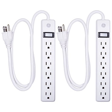 GE 34133 7-Outlet Surge Protector with Coaxial Protection, 8' Cord ...