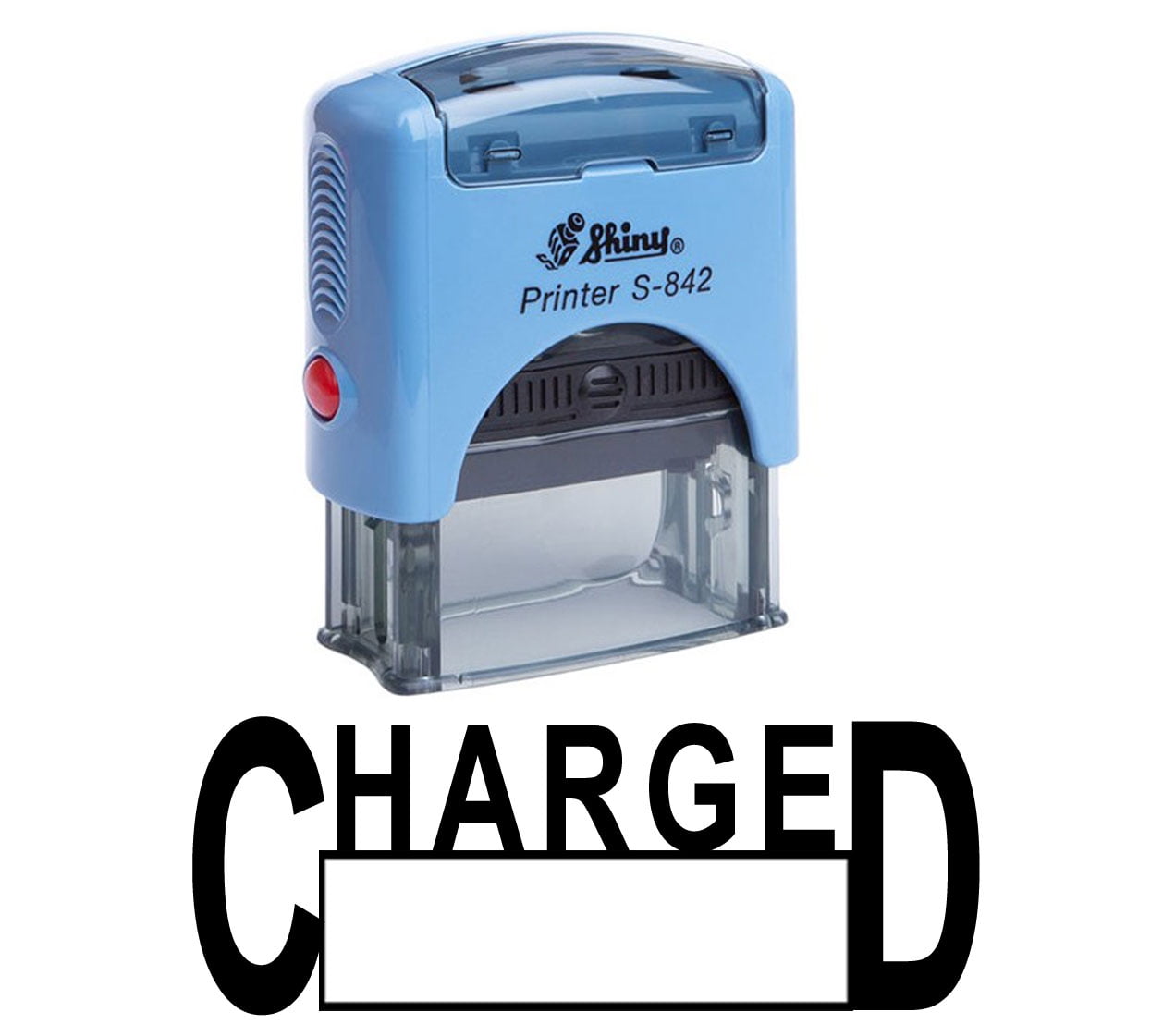 CHARGED Self Inking Rubber Stamp Office Stationary Custom Shiny Stamp ...