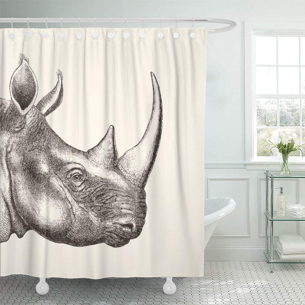 CYNLON Rino Vintage Rhino Rhinoceros Endangered Safari Wild Bathroom ...