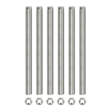 Uxcell 6Pack M14 x 200mm Fully Threaded Rod w 6Pack Hex Nuts, 2mm Pitch ...