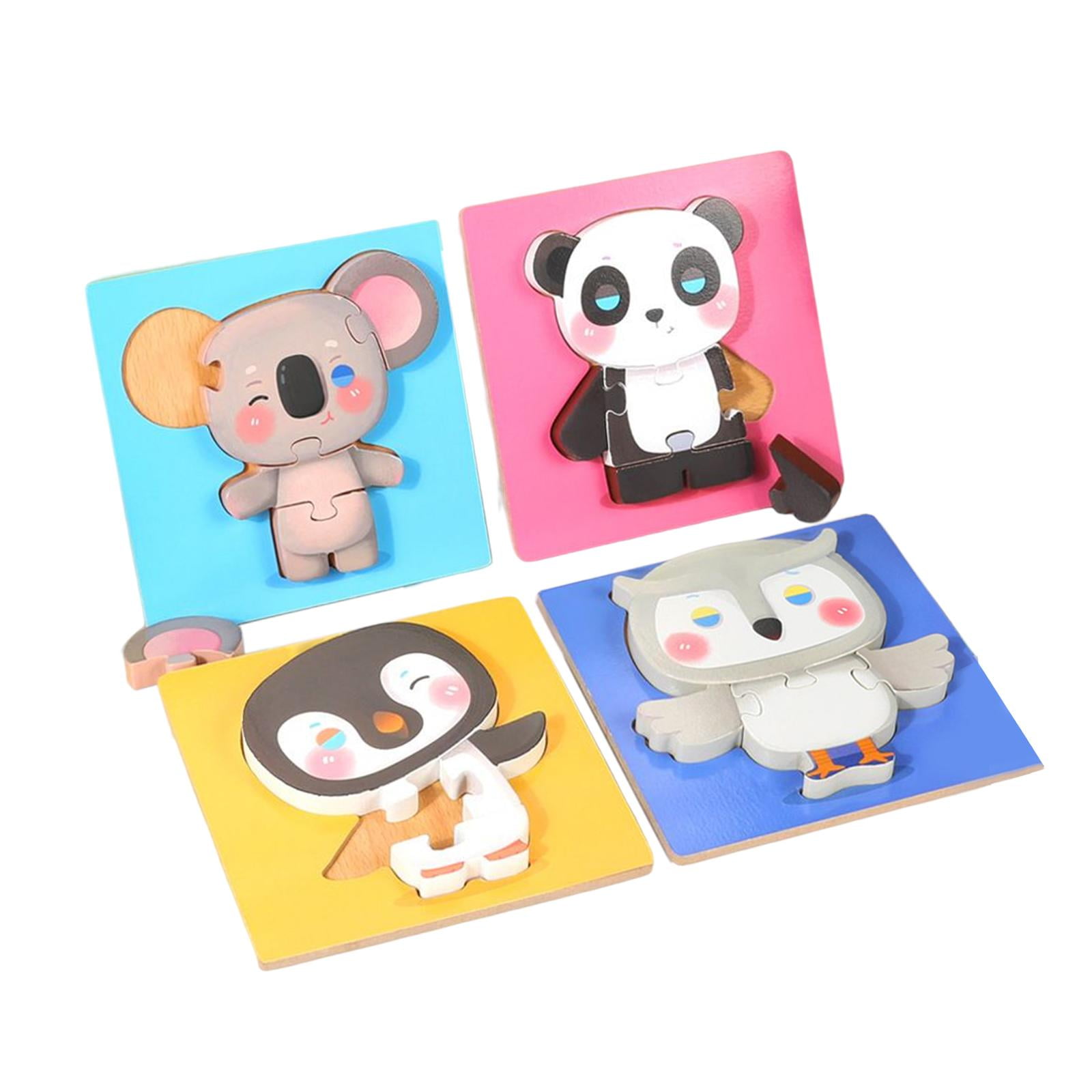 4 Piece Wooden Animal Puzzles Montessori Early Educational Jigsaw Board ...