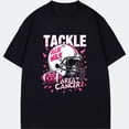 Black T Shirt With Football Helmet And Pink Ribbon Design Tackle Breast ...