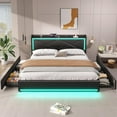 Afuhokles King Size Bed Frame with LED Lights, USB-C/A Charging Station ...