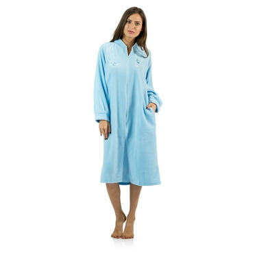 Casual Nights Women's Long Sleeve Zip Up Front Short Fleece Robe ...