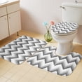Abstract Zigzag Bathroom Rugs Set Optical Waves Black White Minimalist ...