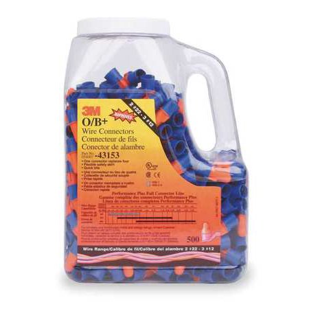 3M Performance Plus Wire Connector, Flexible Steel Spring Connectors, 22-12 AWG, Orange and Blue ...