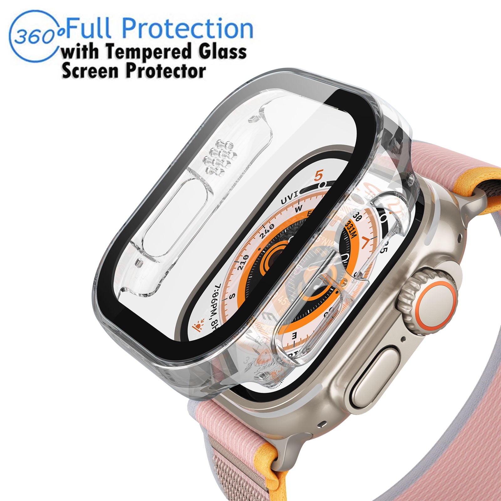 Apple Watch Ultra Case 49mm with 9H Tempered Glass Screen Protector ...