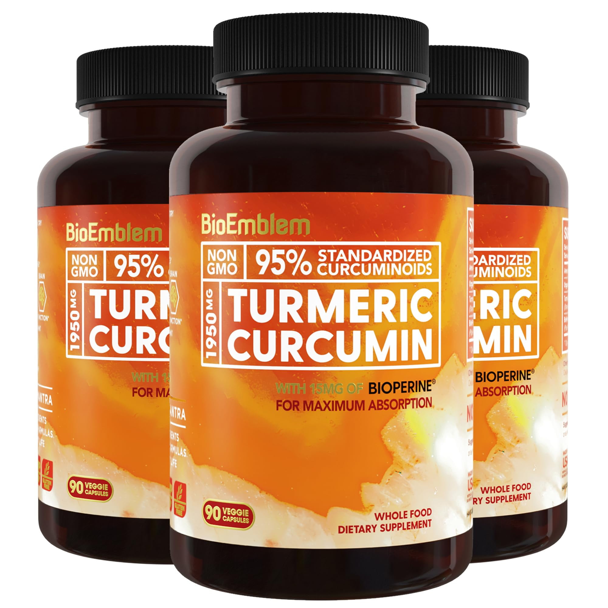 Complemente la curcumina de cúrcuma BioEmblem con BioPerine durante 90 ...