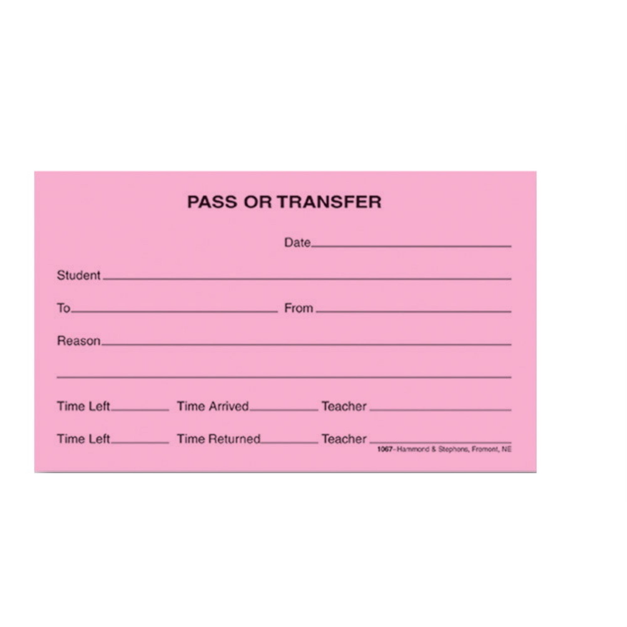 Hammond & Stephens 1067-3-10 Pass/Transfer Pad, 3 x 5 Inches, Pink, 100 ...