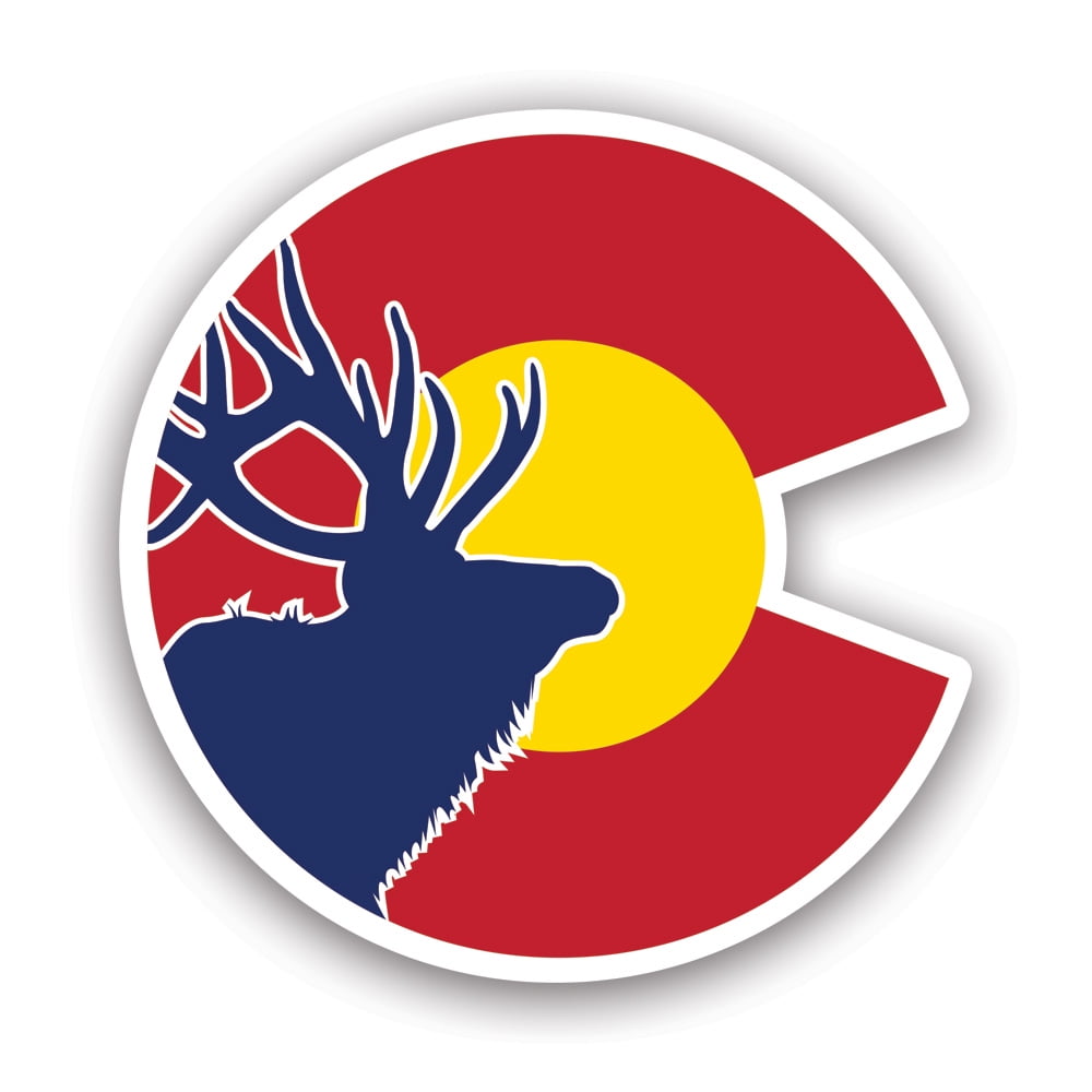 Colorado Flag Elk Sticker Decal - Self Adhesive Vinyl - Weatherproof ...