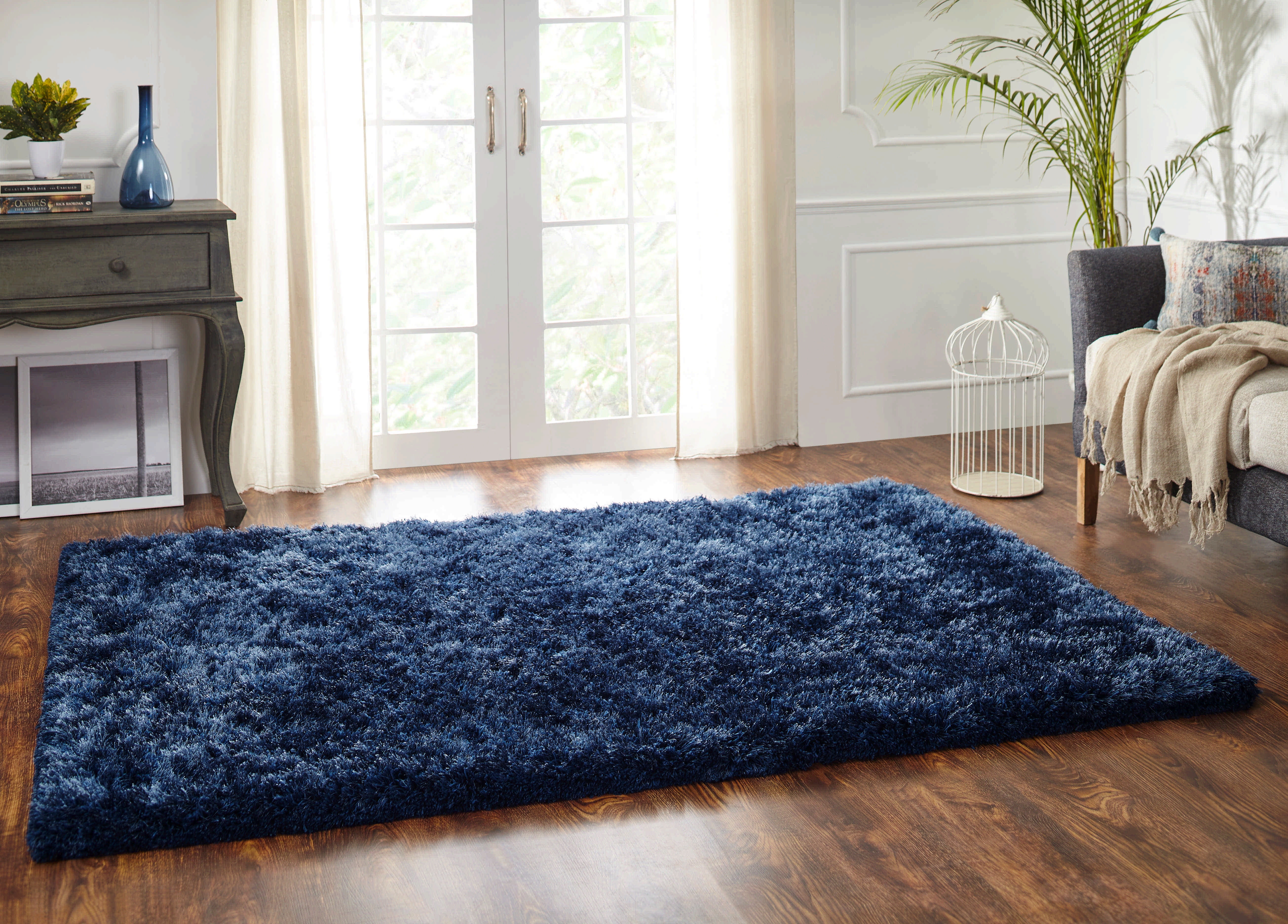 Chesapeake Microfiber Polyester Shag Teal Oreo Area Rug (5'x7 ...