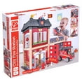 Hape Wooden Dollhouse Firehouse Toy Playset, 13 Pieces with Light ...