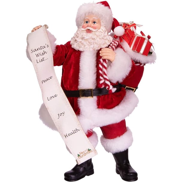 Kurt S. Adler 10.5-Inch Fabriché Santa with List and Gift Sack ...