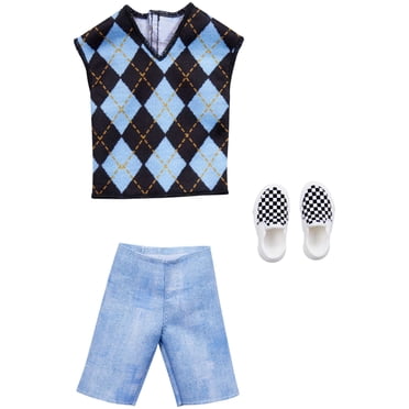 Barbie Ken Doll Outfit Set - Neon Flame Shirt, Black Pants, Slide ...