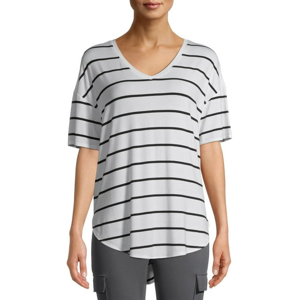 Time And Tru Time And Tru Womens Short Sleeve V Neck Tunic T Shirt