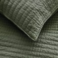 Cotton Queen Size Quilt Set - Olive Green Striped Pick Stitch Soft ...
