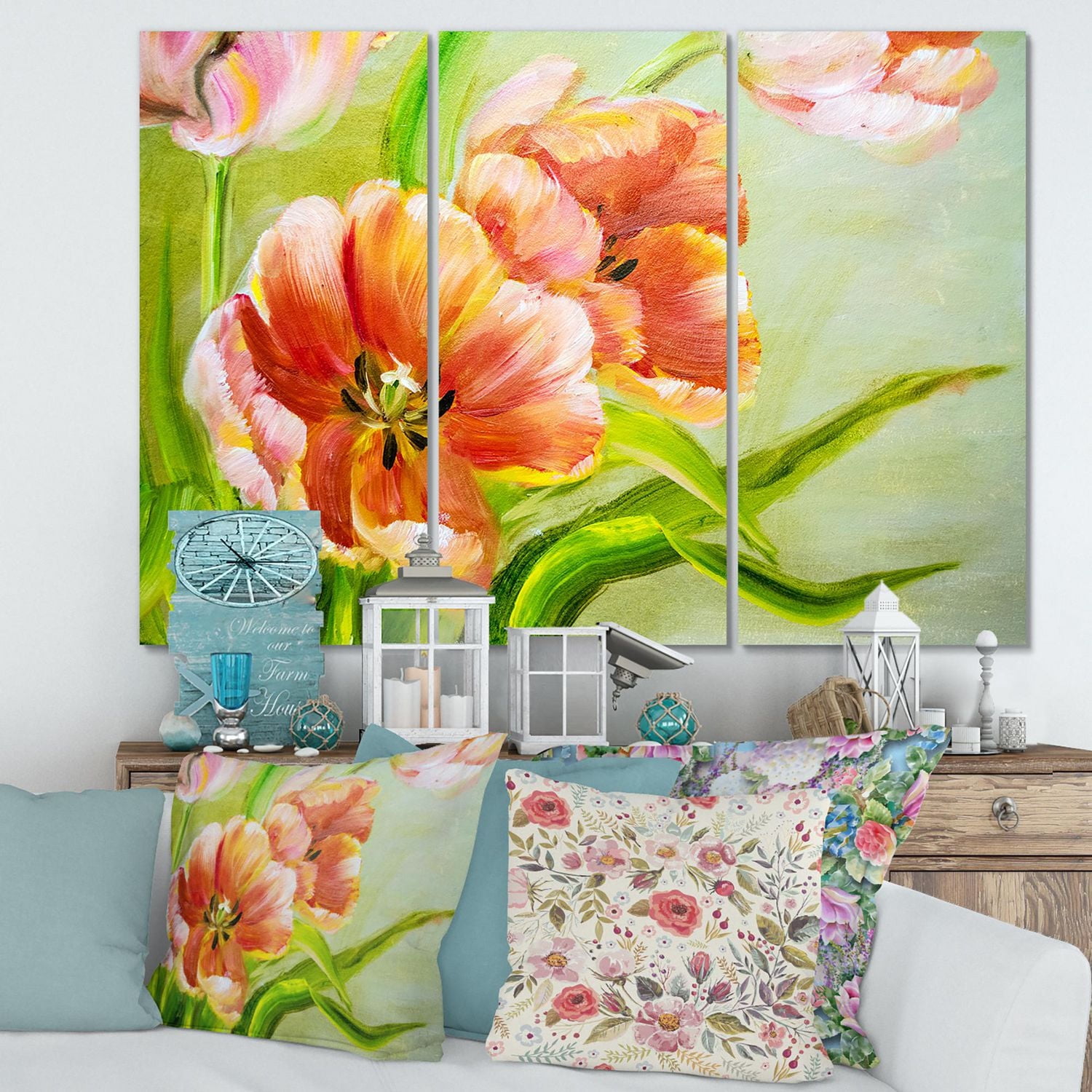 Click here for Designart Vintage Red Tulips Flowers Ii Canvas Wal... prices
