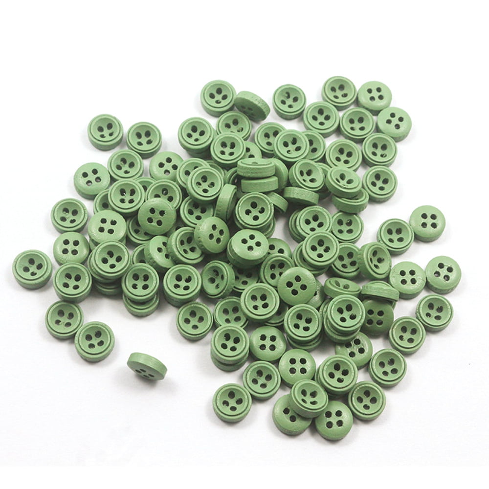 100pcs 9mm Buttons 4 Holes Round Buttons Wooden Buttons Decorative ...