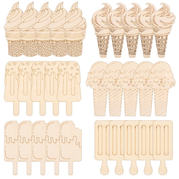 Ice Cream Shaped Wooden Cutouts, DIY Wood for Painting Cutouts for DIY ...