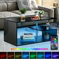 Coffee Table Modern High Gloss Center Table LED Coffee Tables Sofa Side ...