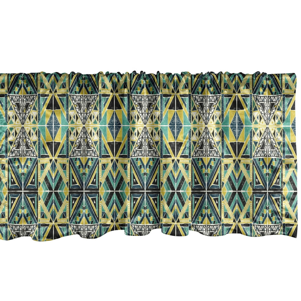 Aztec Window Valance Geometric Ornaments Drawn By Hand Print Curtain