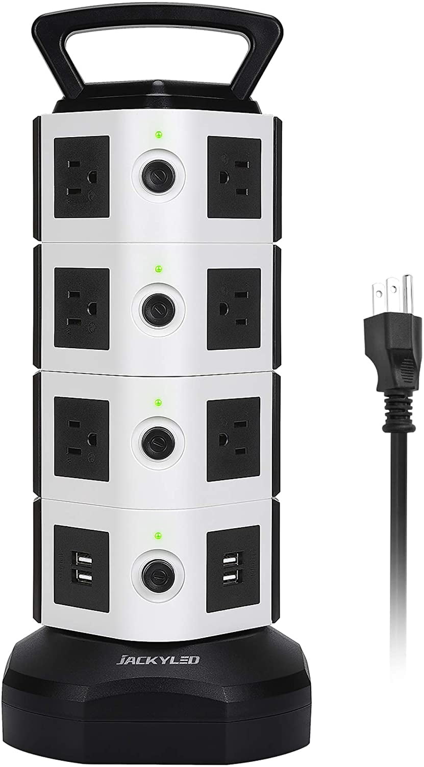 Plannu Power Strip Tower Surge Protector 14 AC Outlets and 4 USB Ports ...