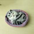 Yirtree Cute Simulation Sounding Sleeping Cat Plush Mat Toy with Nest ...