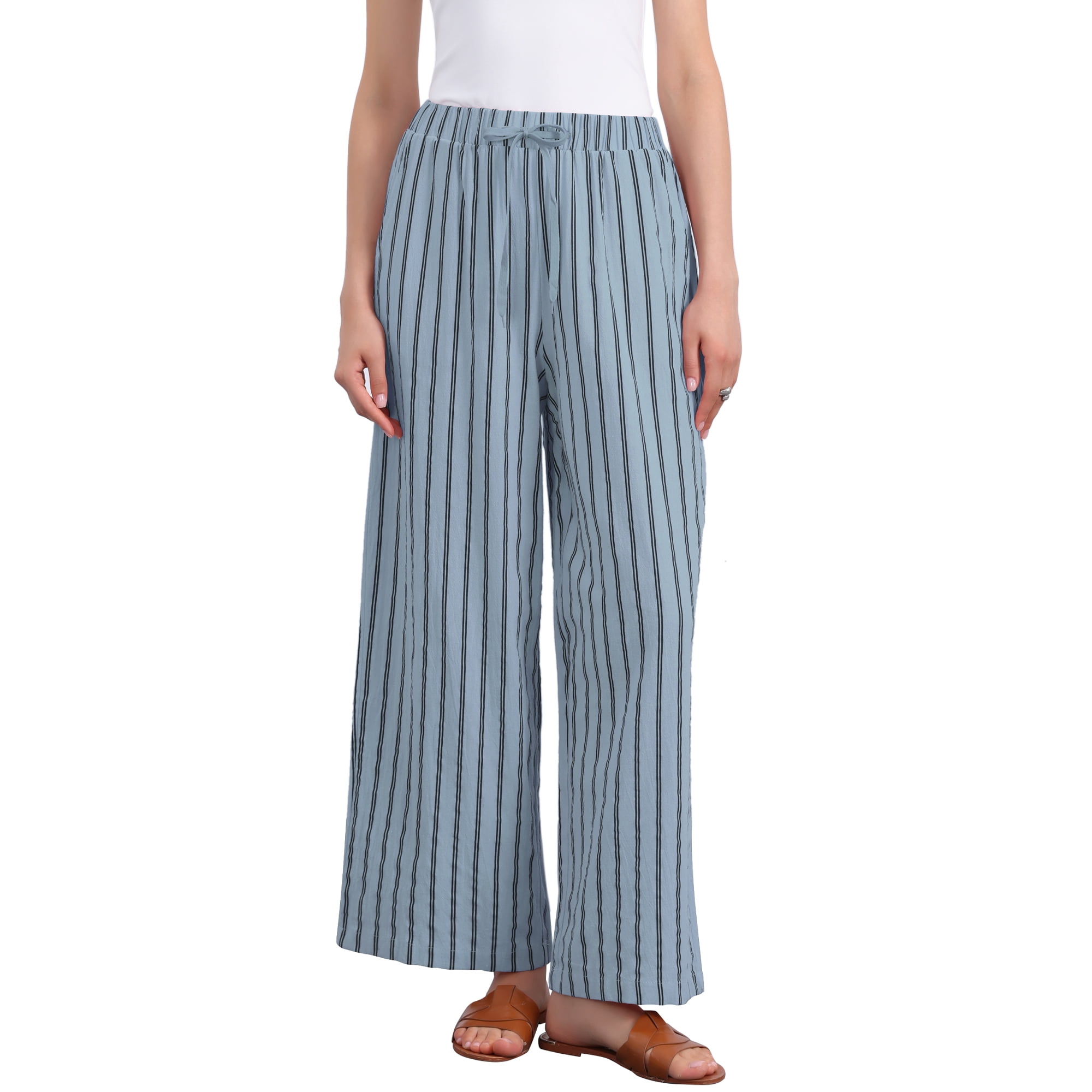 Click here for Inspire Chic Womens Casual Drawstring Stripe Pants... prices