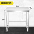 36 In x24 In Open Base Stainless Steel Work Table - Commercial Kitchen ...