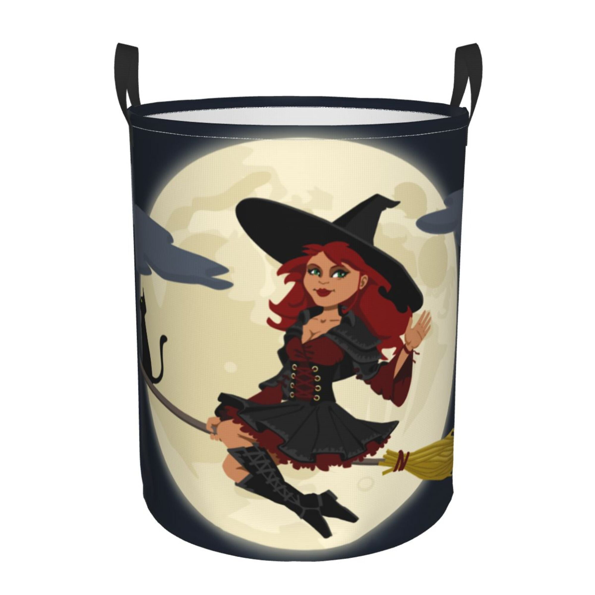DouZhe Waterproof Collapsible Large Laundry Baskets, Witch Broom Cat ...