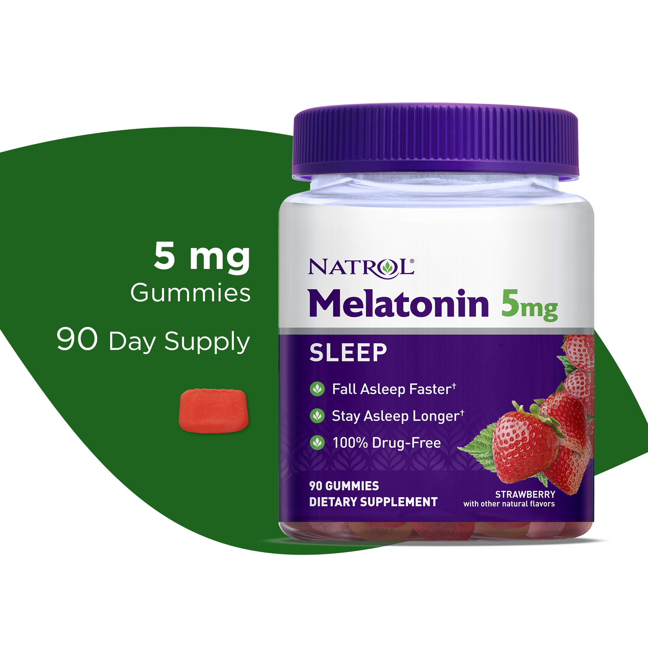 Natrol Melatonin Sleep Aid Gummies Fall Asleep Faster Strawberry