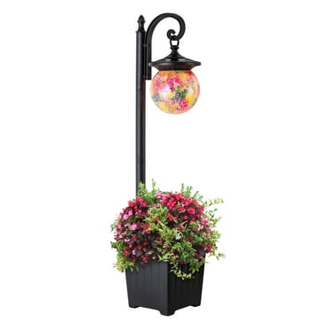 C Cattleya LED Solar Outdoor Garden Lamp Post Light with Planter and ...