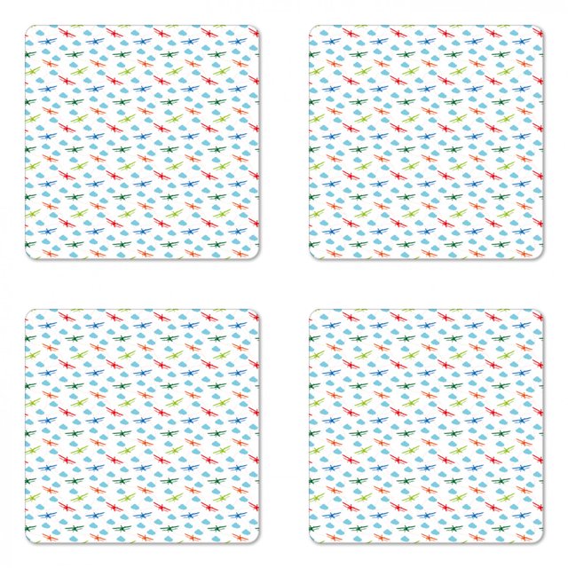 Airplane Coaster Set of 4, Travel Around the World Theme with Colorful ...