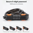 Bike Lock with Combination 4 Ft Bicycle Cable Lock 5 Digital Resettable ...