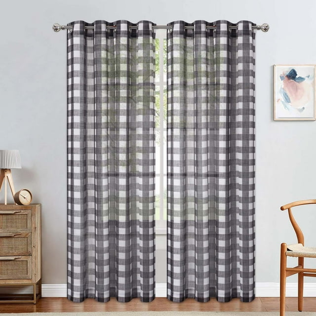 Haperlare Farmhouse Curtain Linen 52"W x 84"L Textured Country Style ...