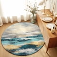 Abstract Ocean Area Rugs 3' (Round) Wave Beach Oil Painting Style ...