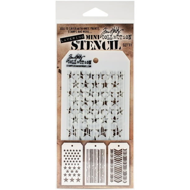 Tim Holtz Mini Layered Stencil Set 3/Pkg-Set #11 - Walmart.com