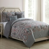 VCNY Home Amherst 4-Piece Multi-color Damask Reversible Comforter Set ...