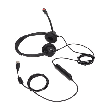 USB Telephone Headset, Soft Ear Pads Corded Call Center Earphone Noise ...