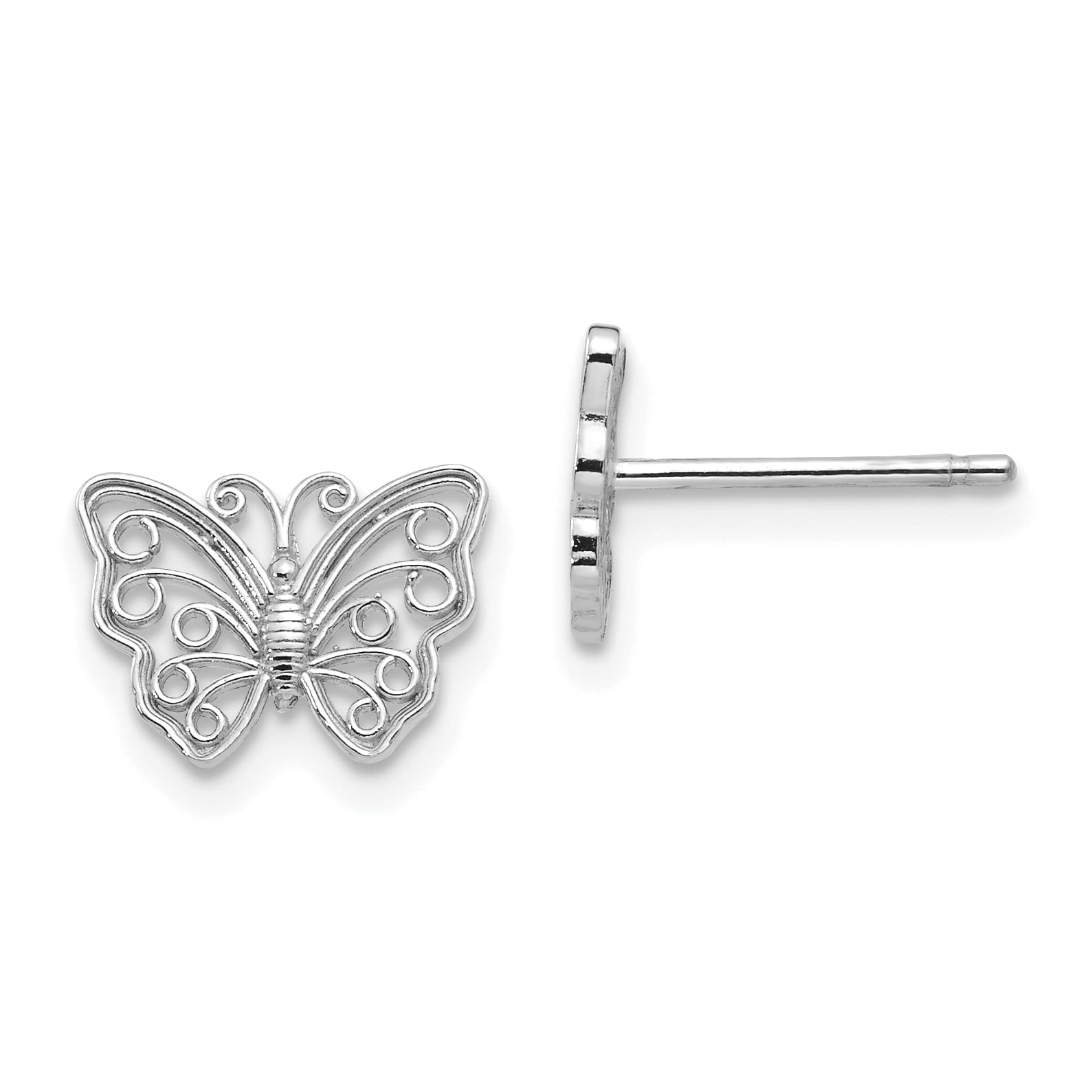 10k White Gold Solid Butterfly Post Earrings - Walmart.com