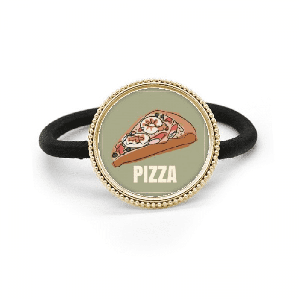 Slice Of Pizza Italy Sea Foods Silver Metal Hair Tie And Rubber Band ...