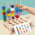 3-in-1 Wooden Bead Sequencing Toy Set – Color & Shape Sorting, Lacing ...
