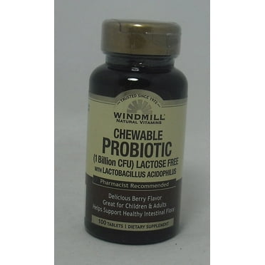 Windmill Chewables Probiotic Lactose Free Tablets, Berry 100 ea ...